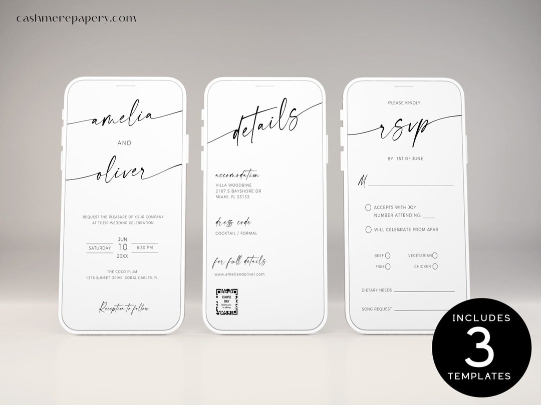 Electronic Invites Bundle Template | Minimalist Modern Wedding ...