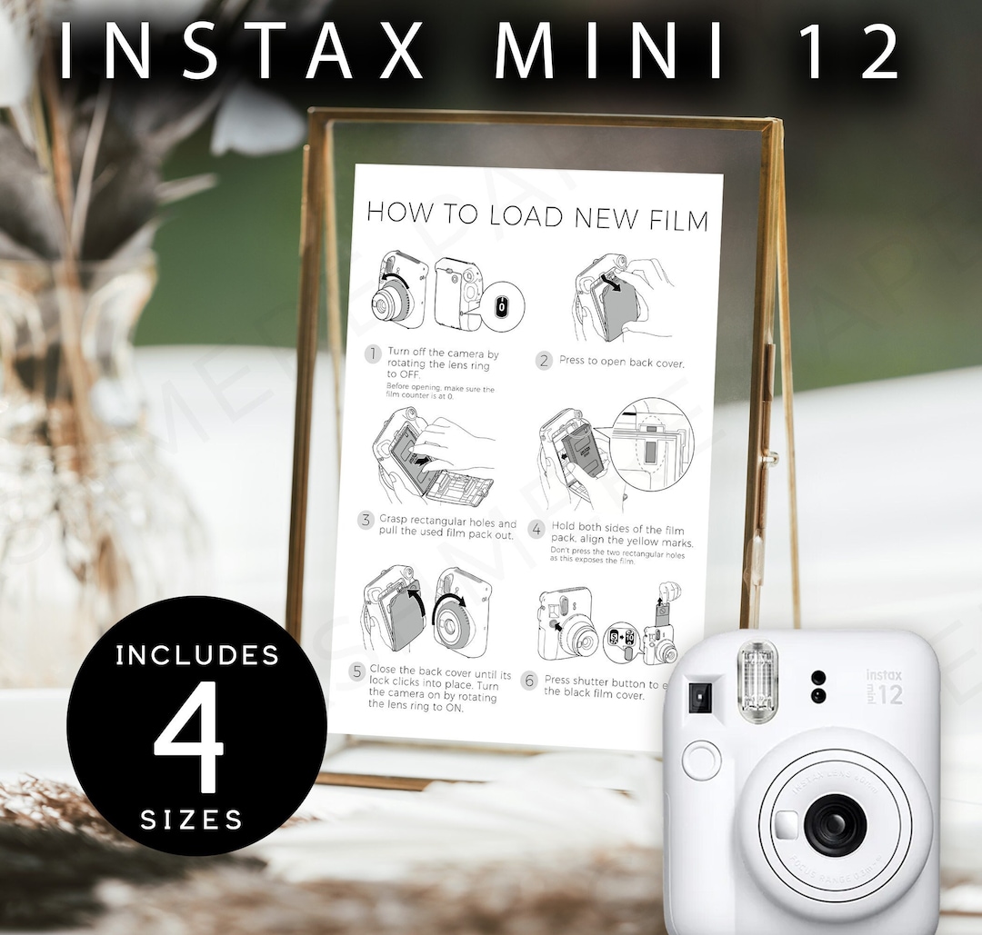 Instax Mini 12 How to Load New Film Polaroid Instruction, Editable ...