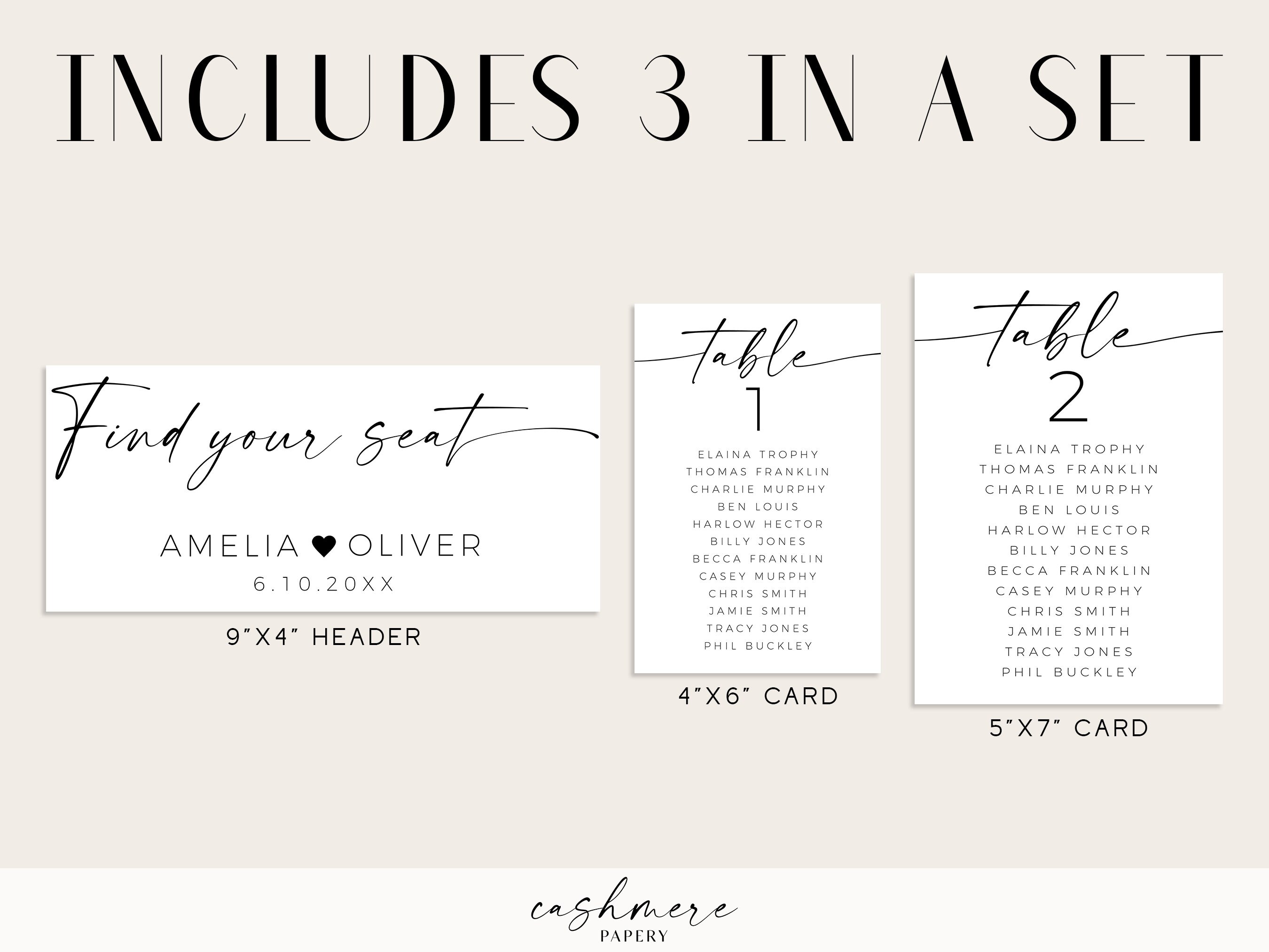 Wedding Seating Chart Template Downloadable Seating Labels - Etsy
