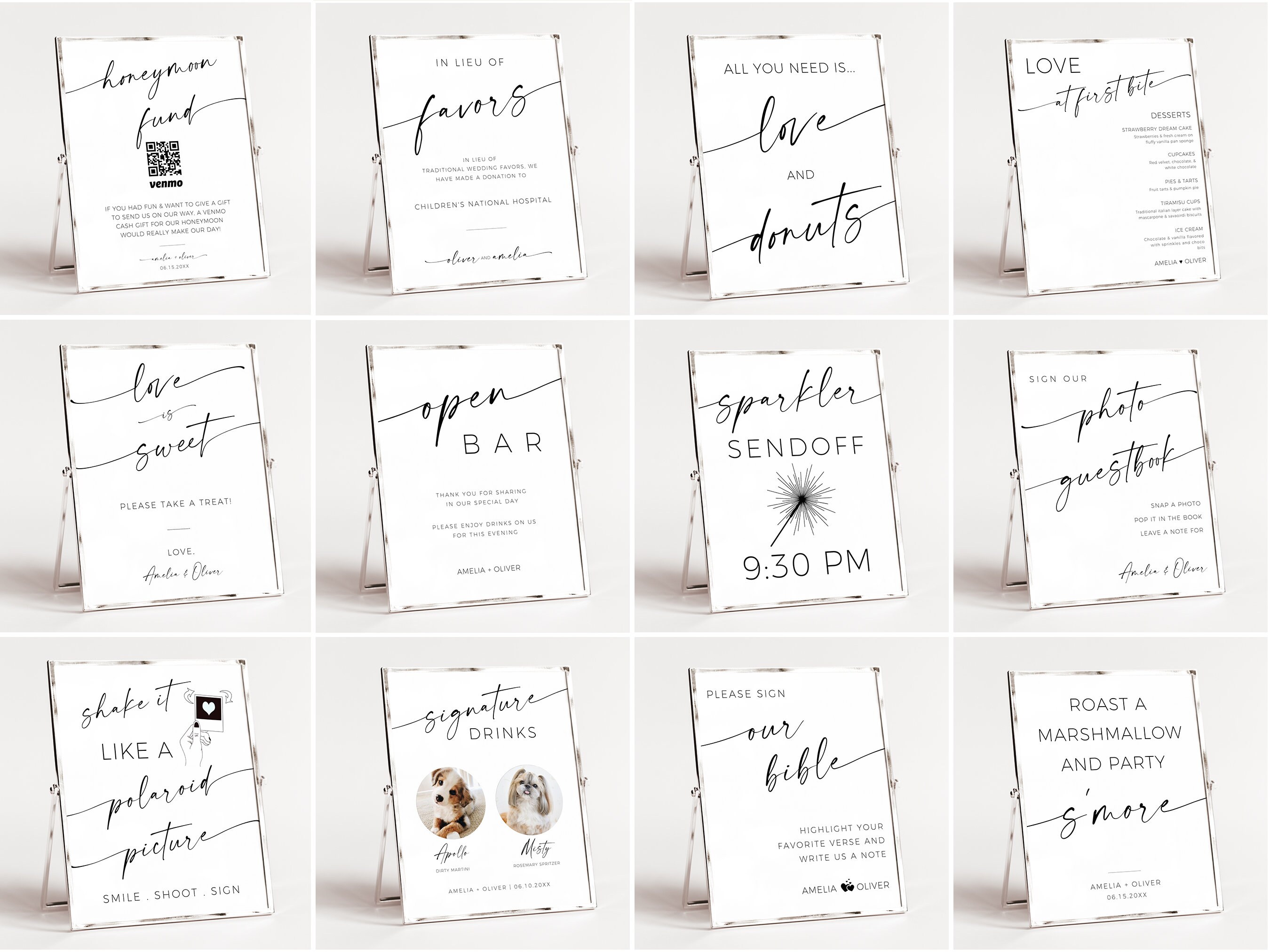 Wedding Signs Template Bundle Modern | Minimalist Wedding Bundle ...