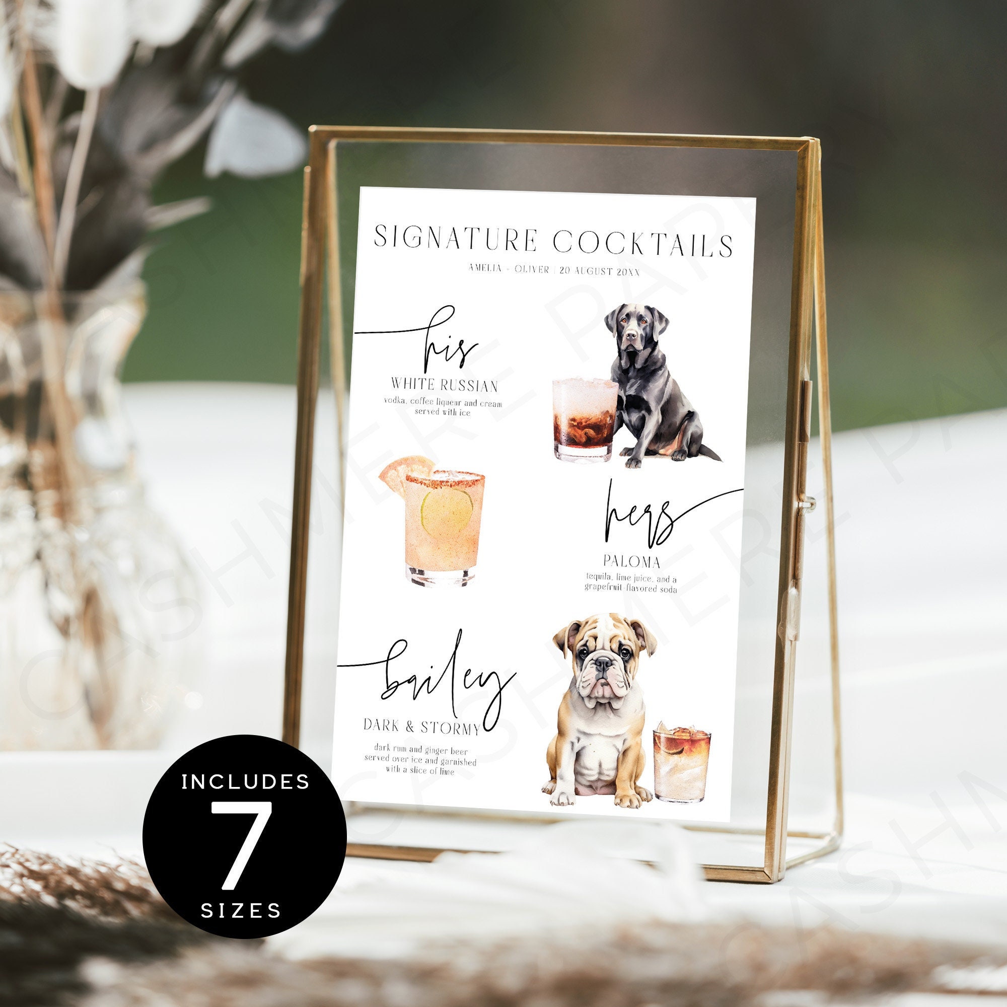 EDITABLE Dog Signature Drink Menu Template, Wedding Bar Sign Dogs ...