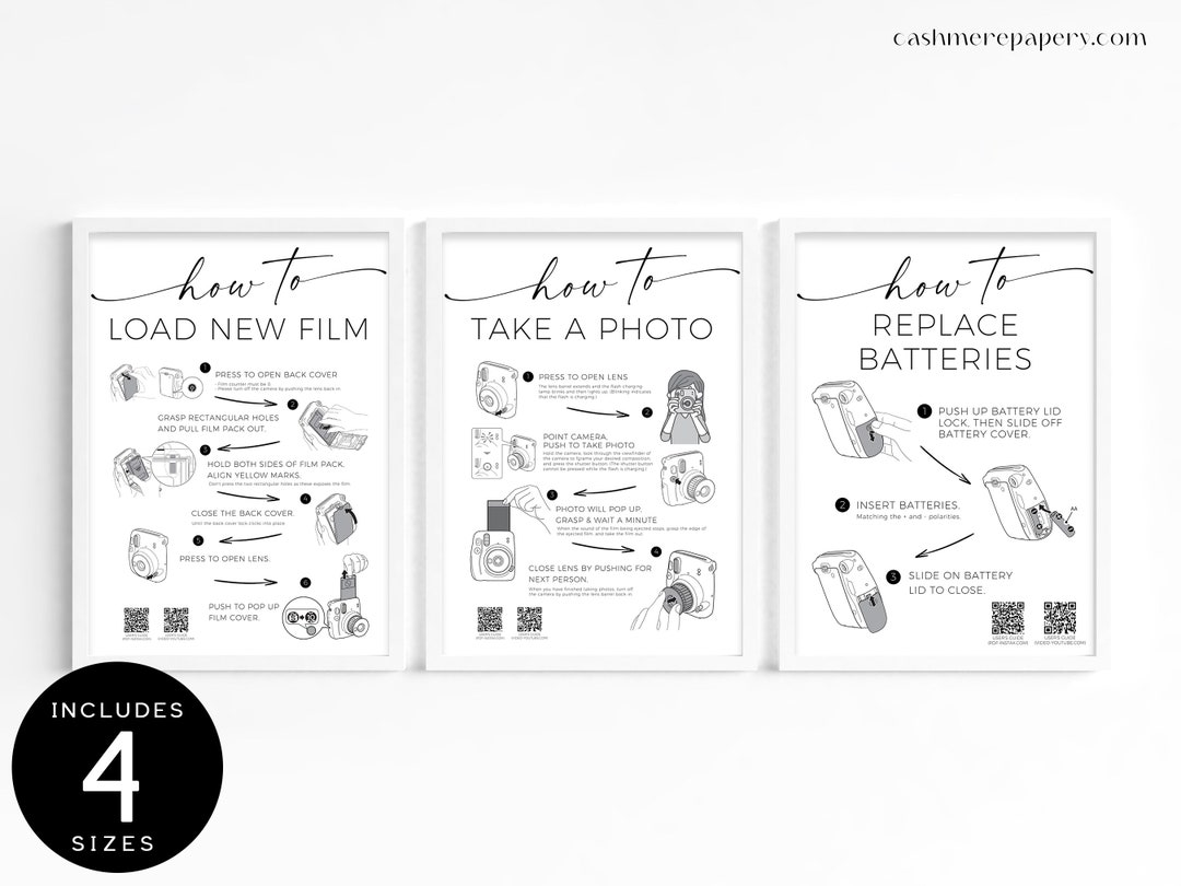Instax Mini 11 Photo Guestbook Sign | Polaroid Camera Instructions Sign ...
