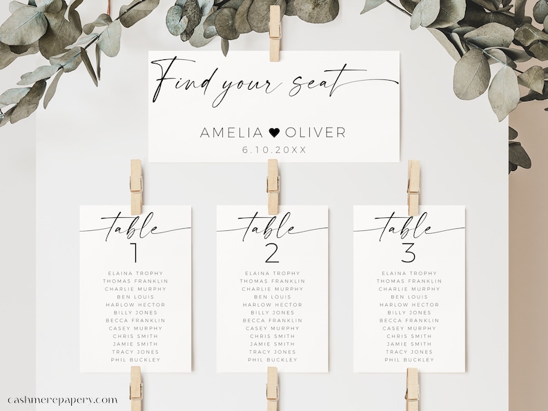Wedding Seating Chart Template Downloadable Seating Labels - Etsy