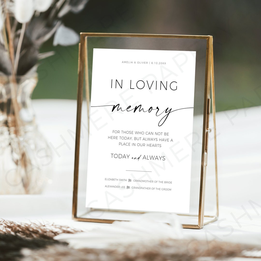 In Loving Memory Sign for Chair, 2 Sizes Editable Forever in Our Hearts ...