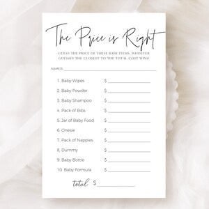 Editable Template Baby Shower Price is Right Game, Editable Guess the ...