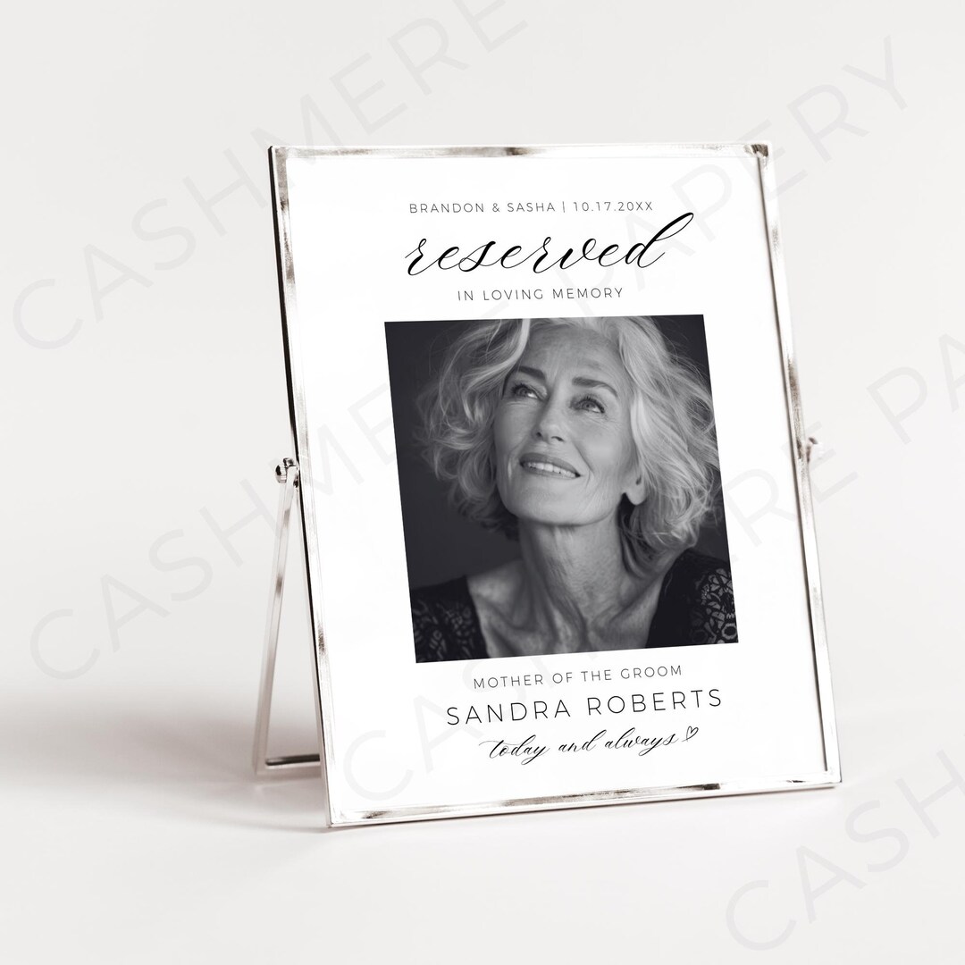 Memorial Seat Sign Wedding Template, Father of the Groom Reserved Chair ...