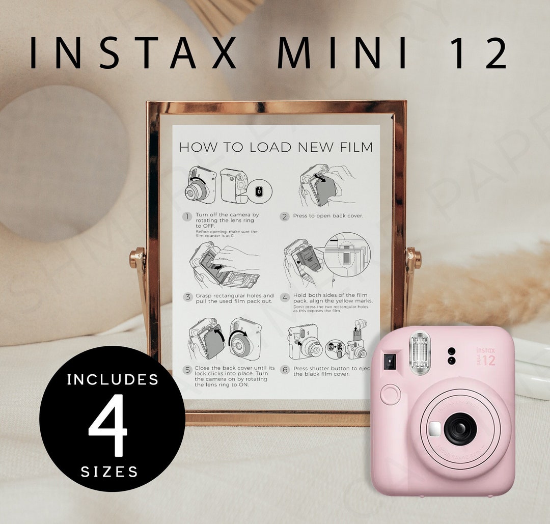Editable Camera Instruction Sign, Instax Mini 12 How to Load New Film ...