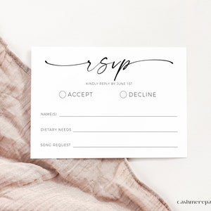 RSVP Card Template | Minimalist Wedding Response | Modern Online Reply ...