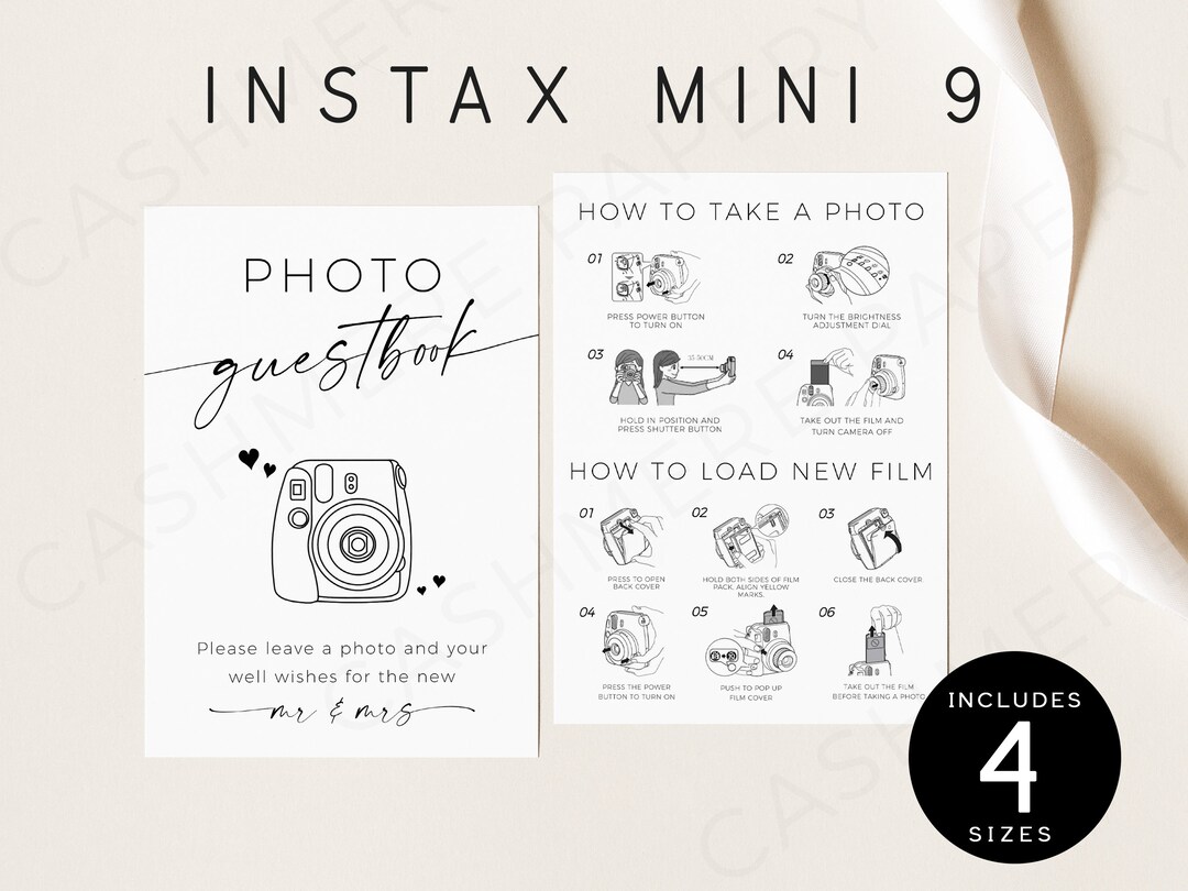Instax Mini 9 Polaroid Guest Book Signs, How to Take Photo and Load New ...