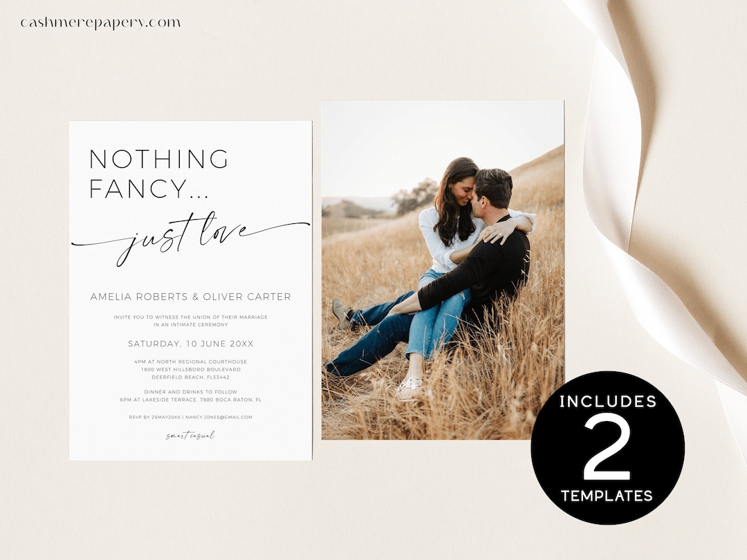 Civil Wedding Invitation | Intimate Wedding Invitation Template ...