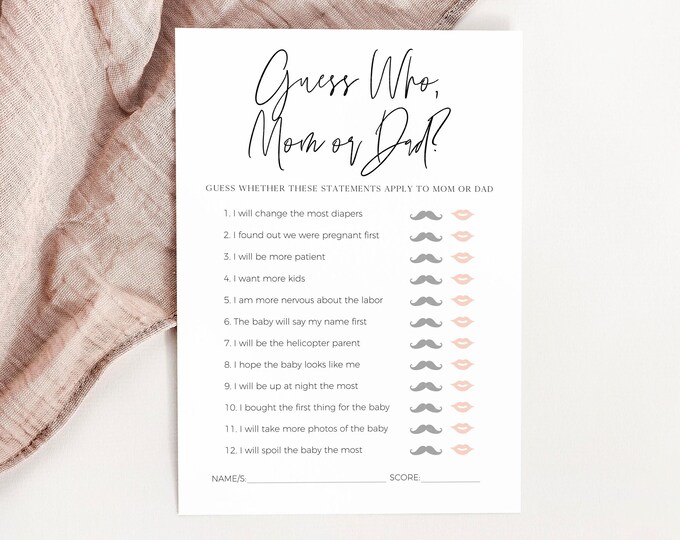 Guess Who Mom or Dad | Mommy or Daddy | Game | Fun Baby Shower Games ...