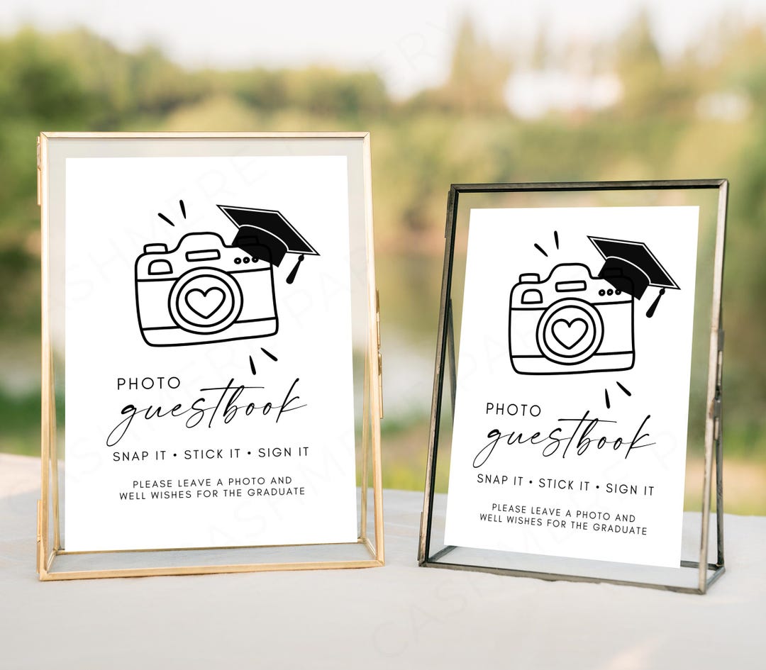 Graduation Photo Guest Book Sign Template, Printable Polaroid Guestbook ...
