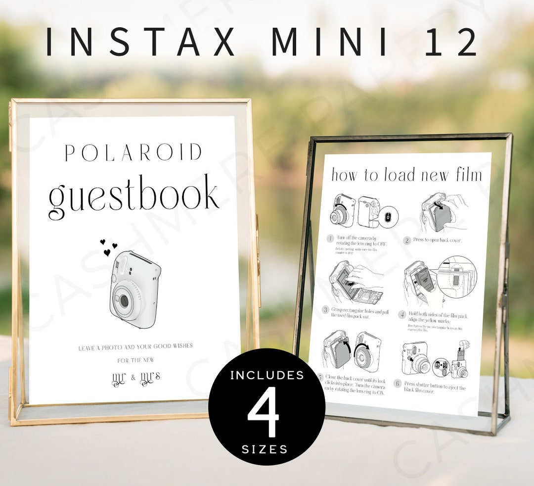 Polaroid Guest Book Sign Instax Mini 12, Camera Instructions How to Load New Film Wedding ...