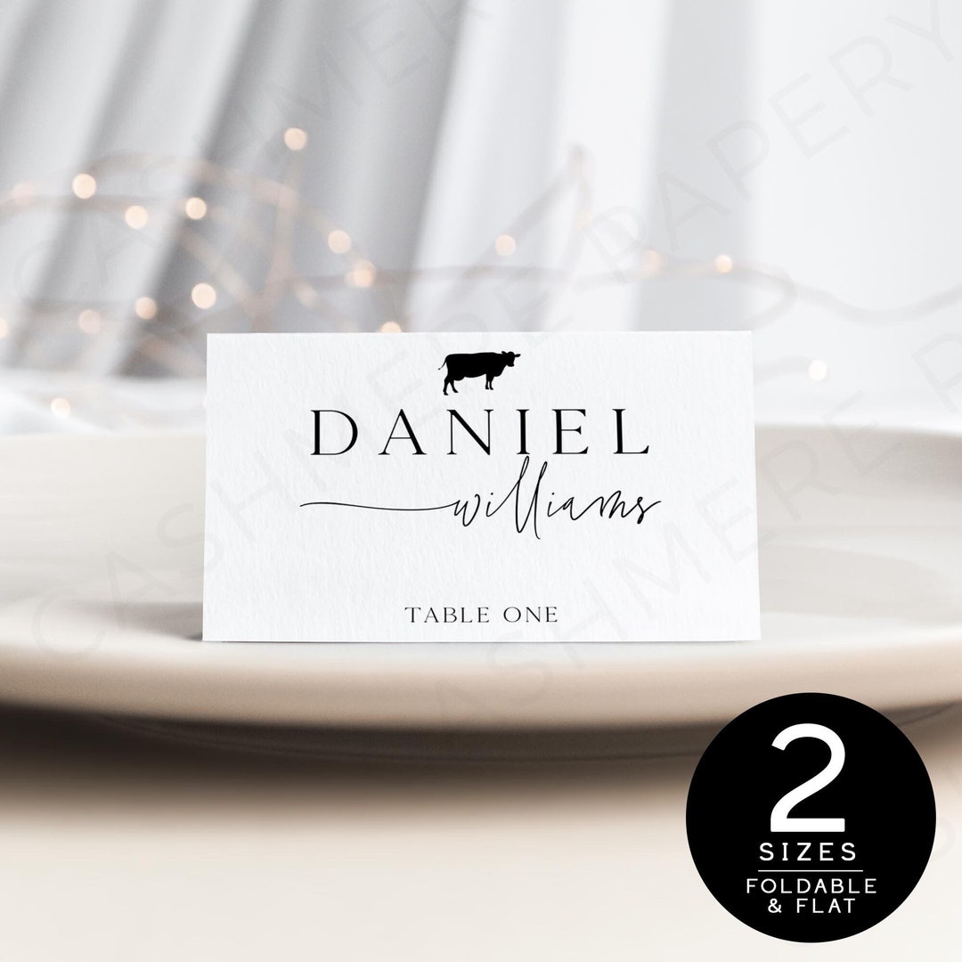 Wedding Place Card Meal Choice Folded Placecard Template With Editable ...