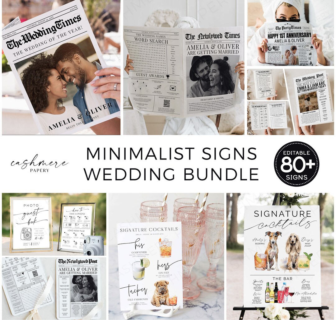 Wedding Reception Signs Templates Bundle 80 Editable Table Signage ...
