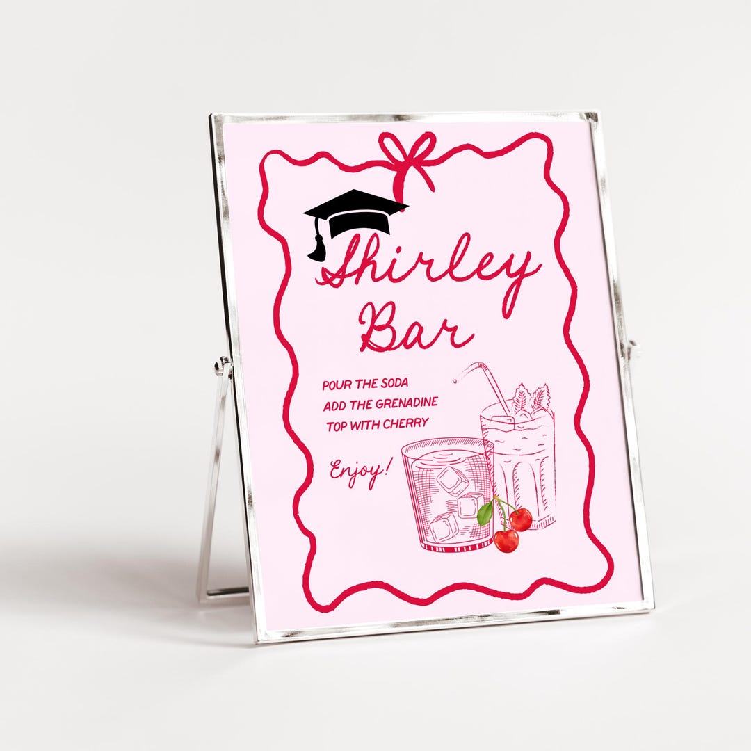 Printable Shirley Temple Signature Drink Sign, Pink Whimsical Soda Bar ...