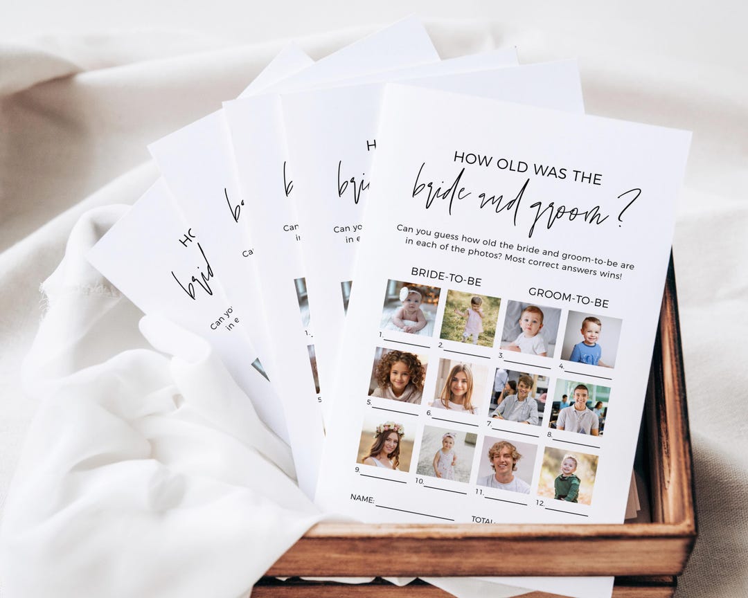 Bridal Shower Game Template Guess Their Age, Guess the Brides Age ...