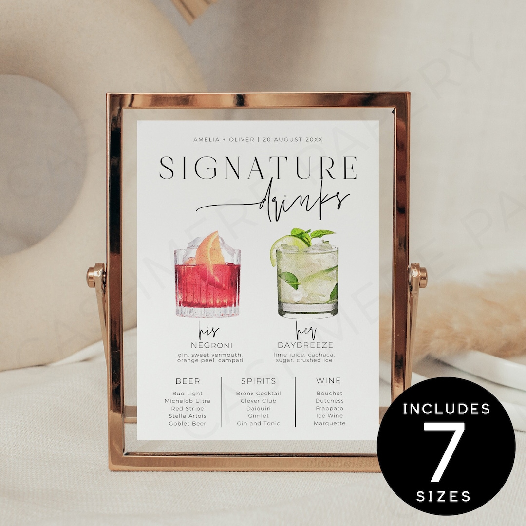 Signature Drink Photo, Bar Menu His and Hers Signature Drinks Sign ...