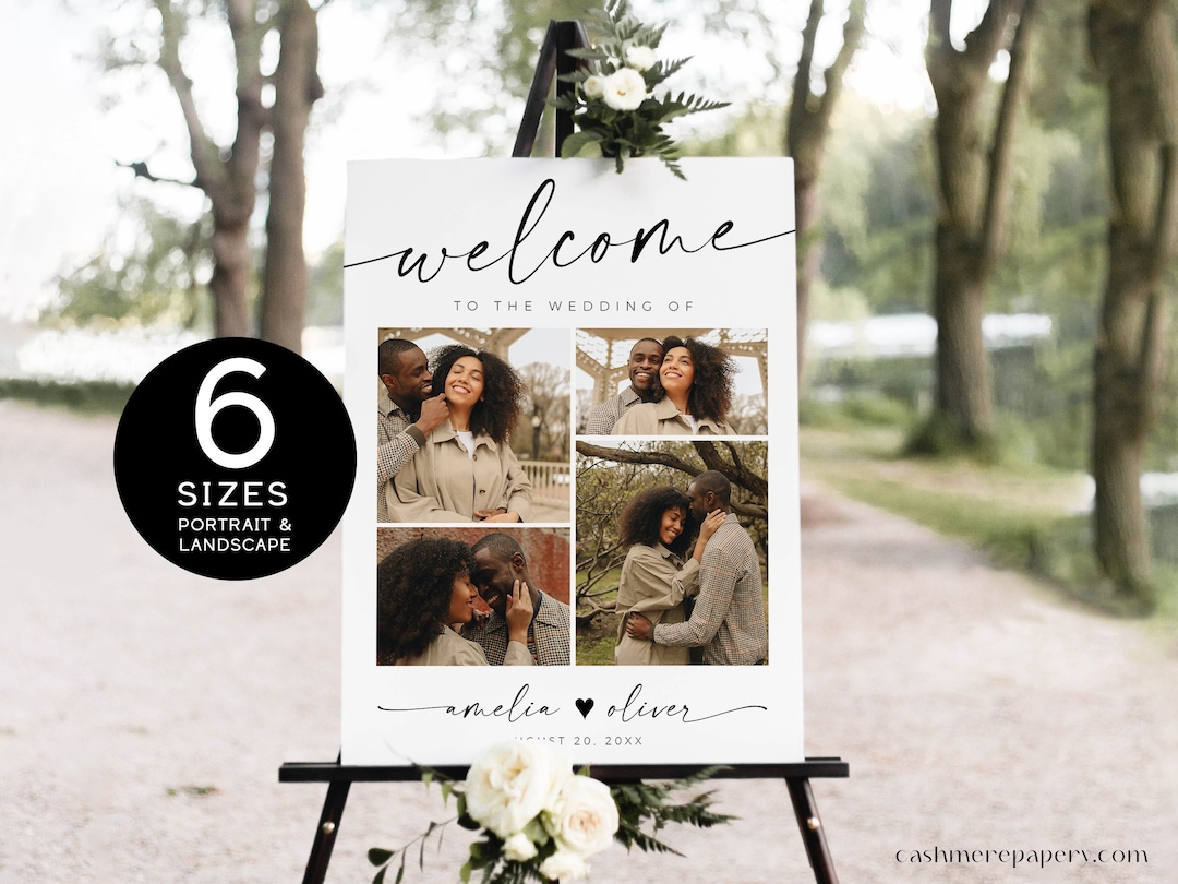 Photo Collage Wedding Welcome Sign | Photo Wedding Rehearsal Sign ...