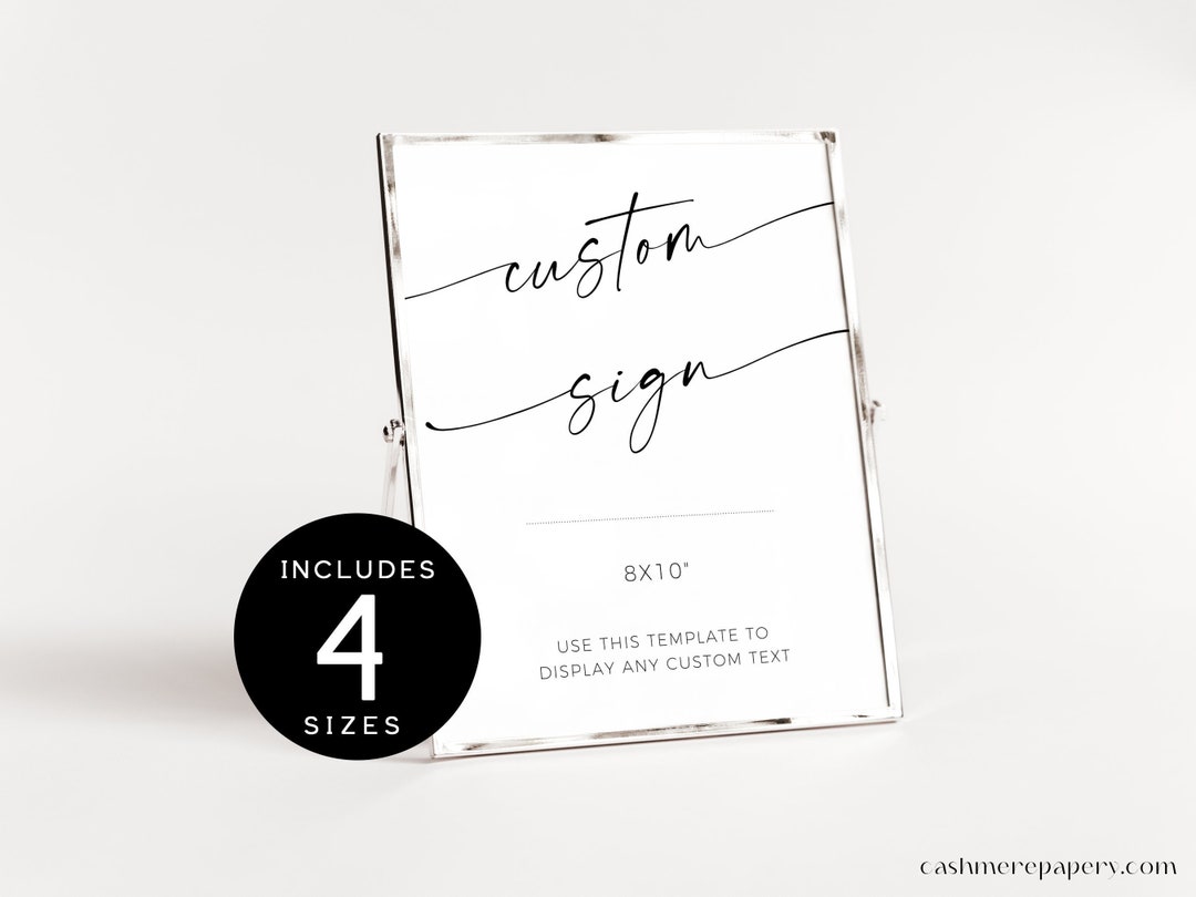 Custom Sign Template | Minimalist Wedding Sign Printable | Customizable ...