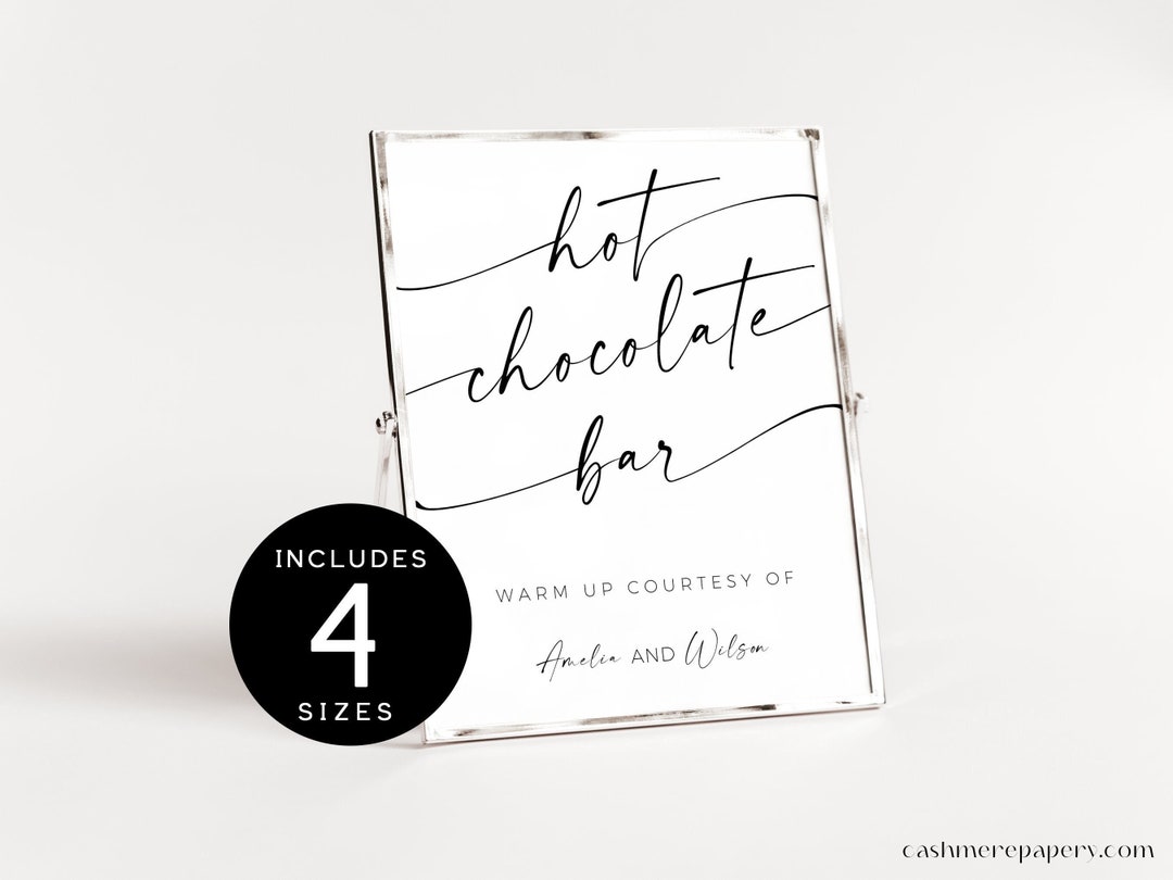 Hot Chocolate Bar Sign, Winter Wedding Sign Templates, Editable Hot ...