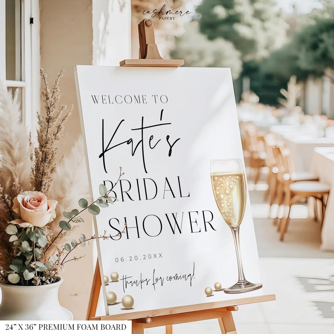 Champagne Pearls & Prosecco Personalized Bridal Shower Foam Board ...