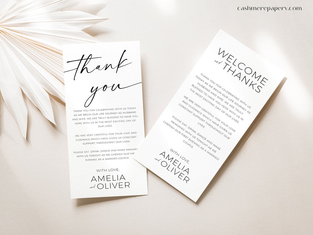 Wedding Guest Welcome Letter Modern Wedding Welcome and Thanks Editable ...