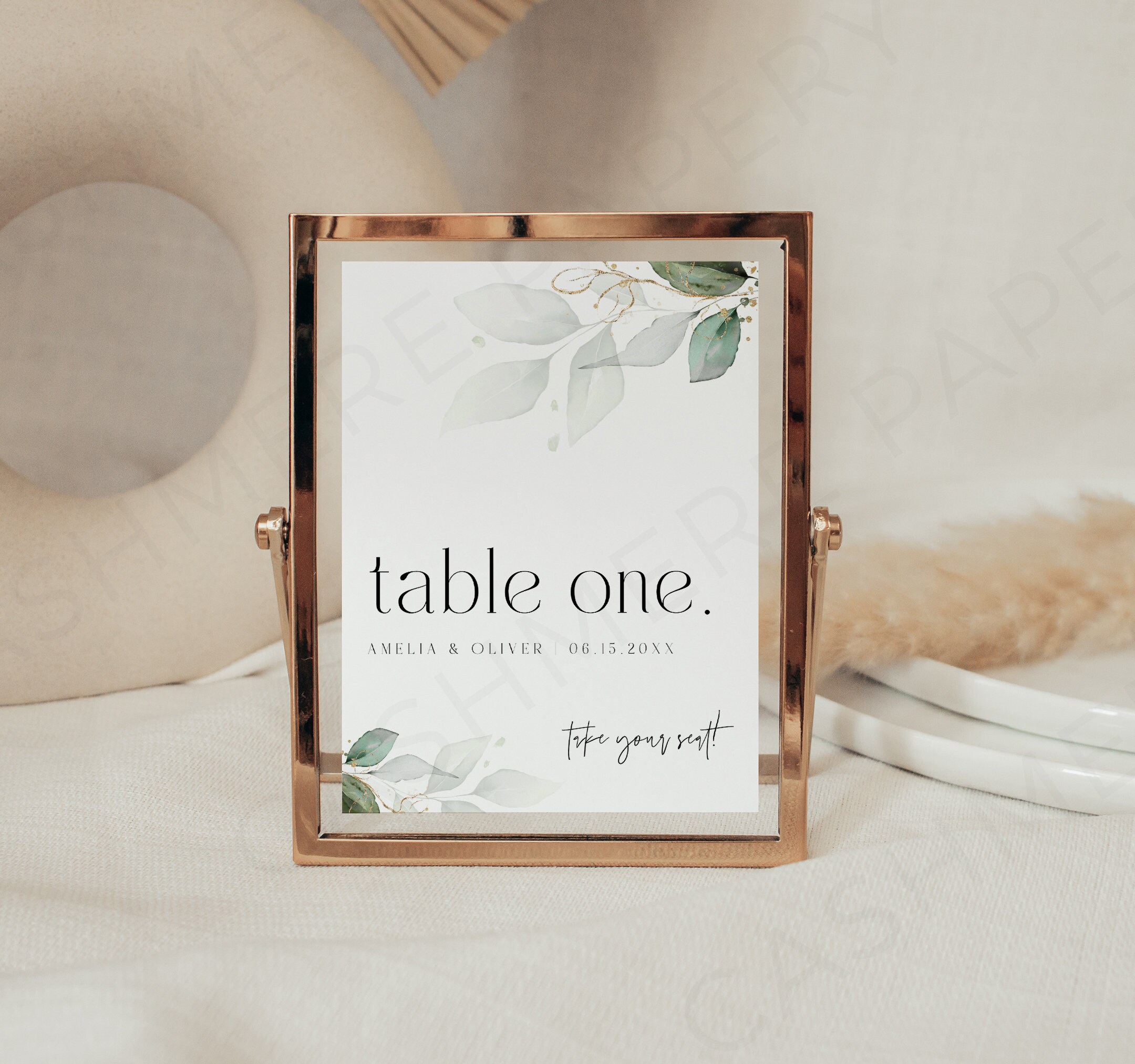 Editable 5x7 4x6 Table Number Template Eucalyptus Wedding - Etsy