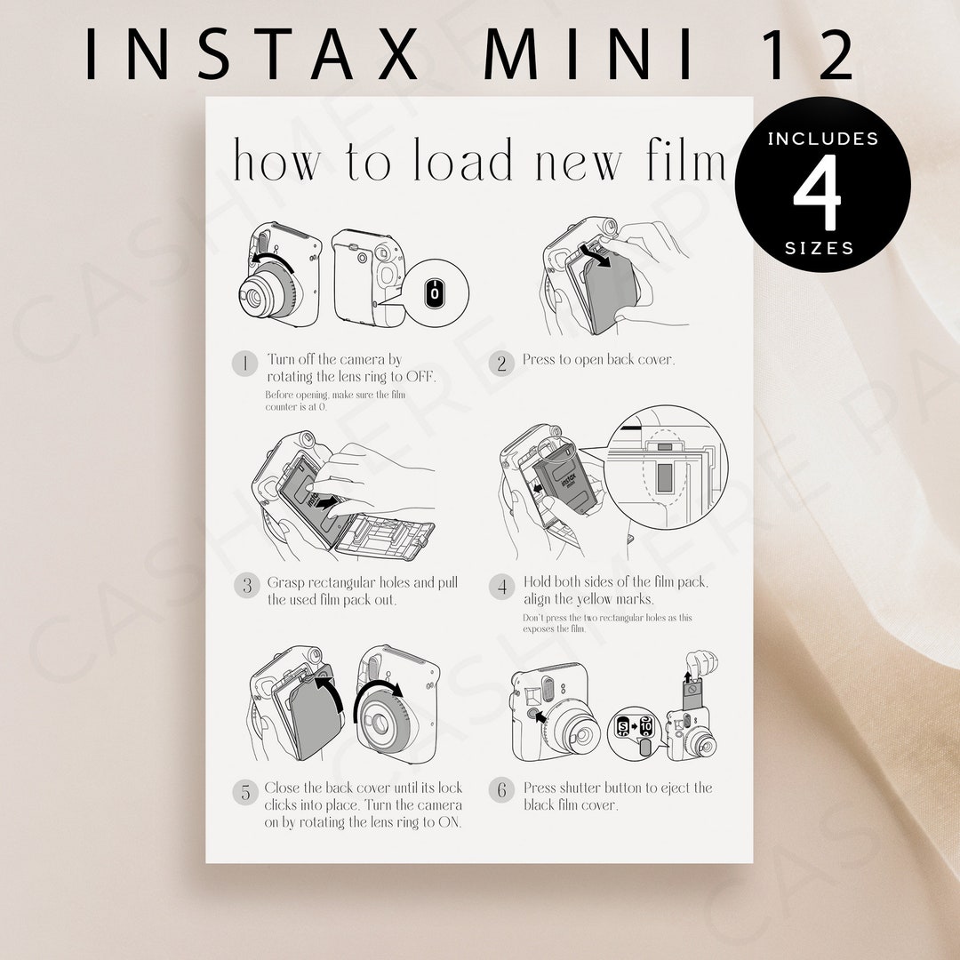 Modern Wedding Camera Instax Mini 12 Instructions How to Load - Etsy