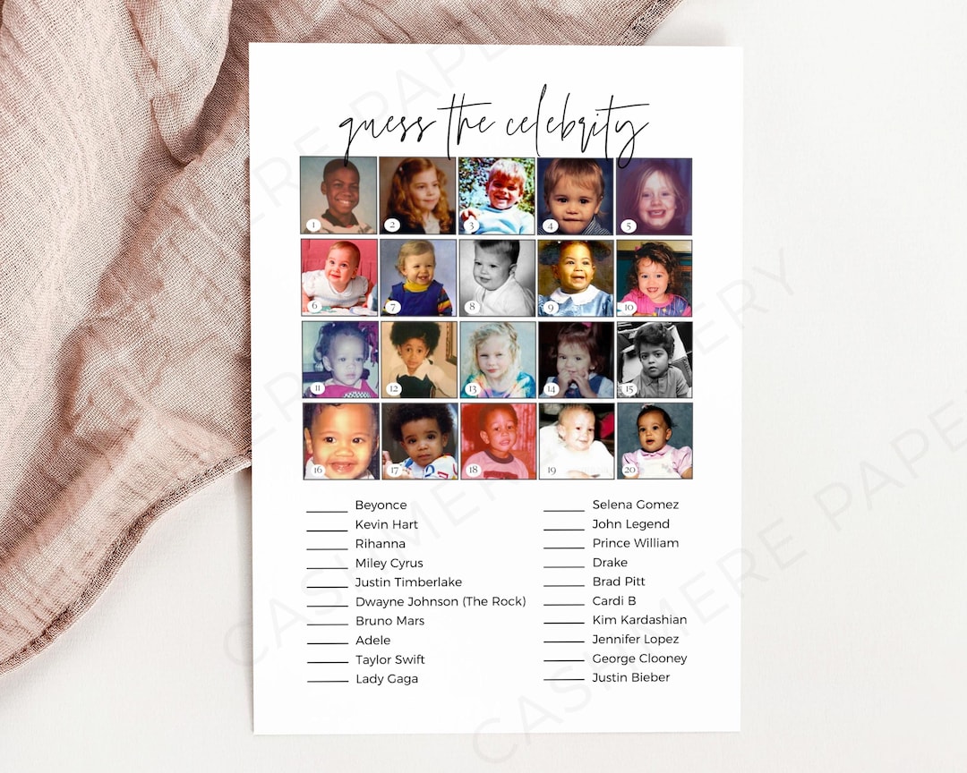 Guess the Celebrity Baby Photos Quiz, Fun Baby Shower Game Template ...