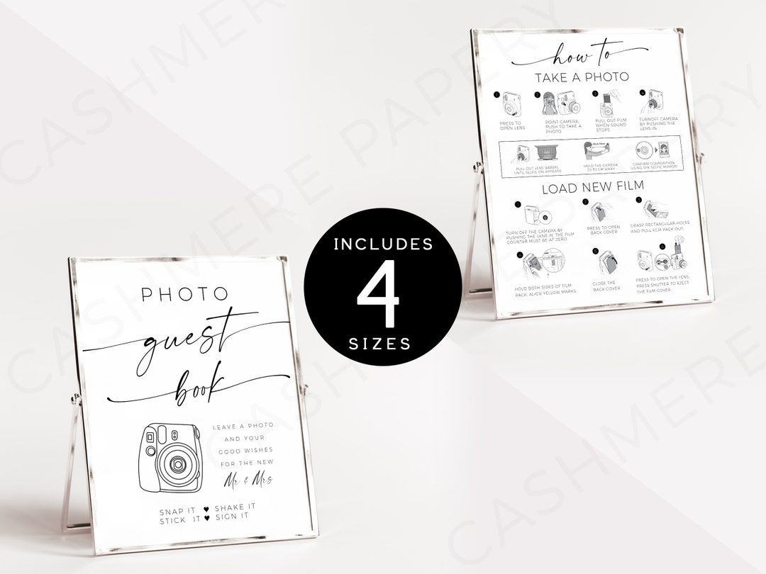 Photo Guestbook Sign and Camera Instructions Signs | Instax Mini 11 How ...