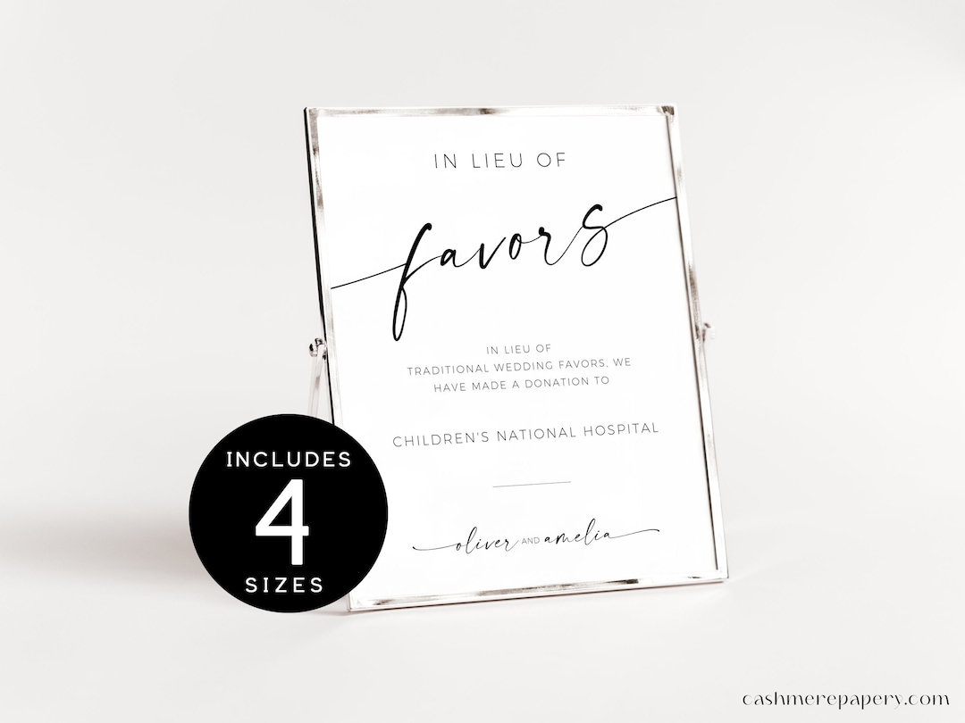 Wedding Signs in Lieu of Favors | Minimalist in Lieu of Favors Sign ...