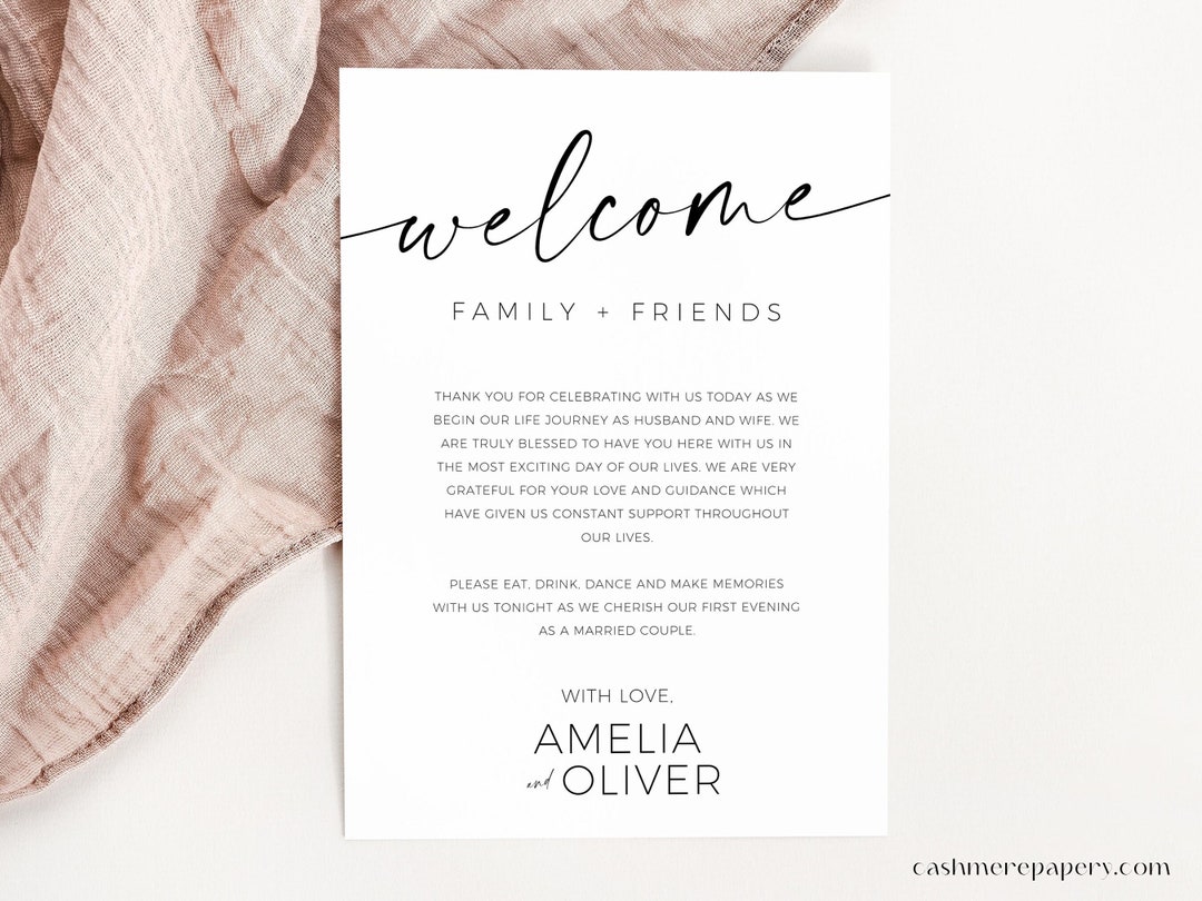 Template for Wedding Welcome Letter to Guests, Modern Destination ...