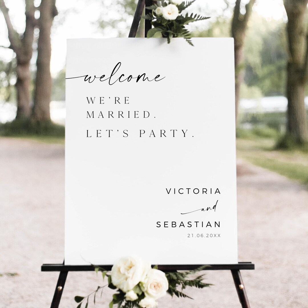 We're Married Let's Party Sign Printable, Reception Welcome Sign ...