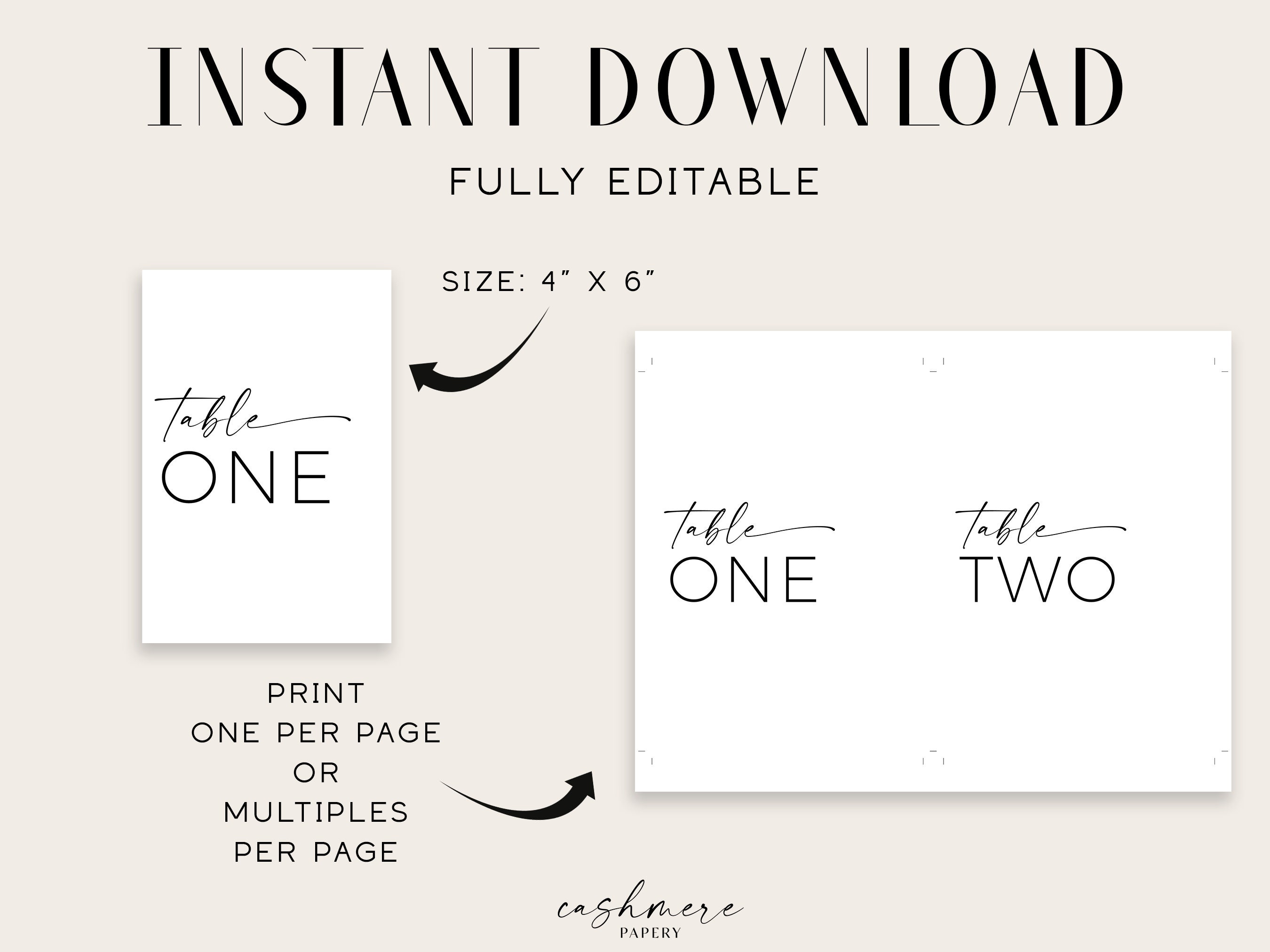 Digital Files Table Number | Wedding Table Numbers Set of 20 | Modern ...