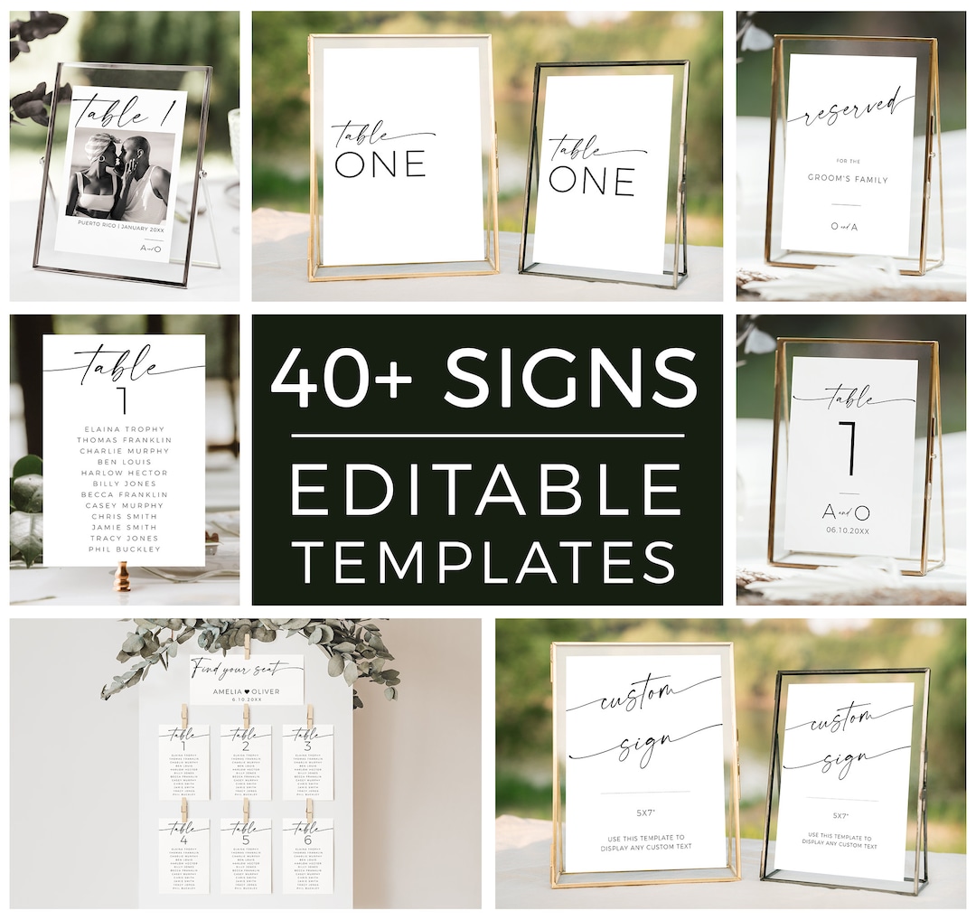 Minimal Reception Signs Template Bundle, 40+ Wedding Reception Signs ...