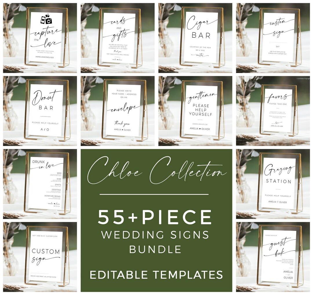 Wedding Sign Bundles Elegant Minimalist | Wedding Sign Package, 55 ...