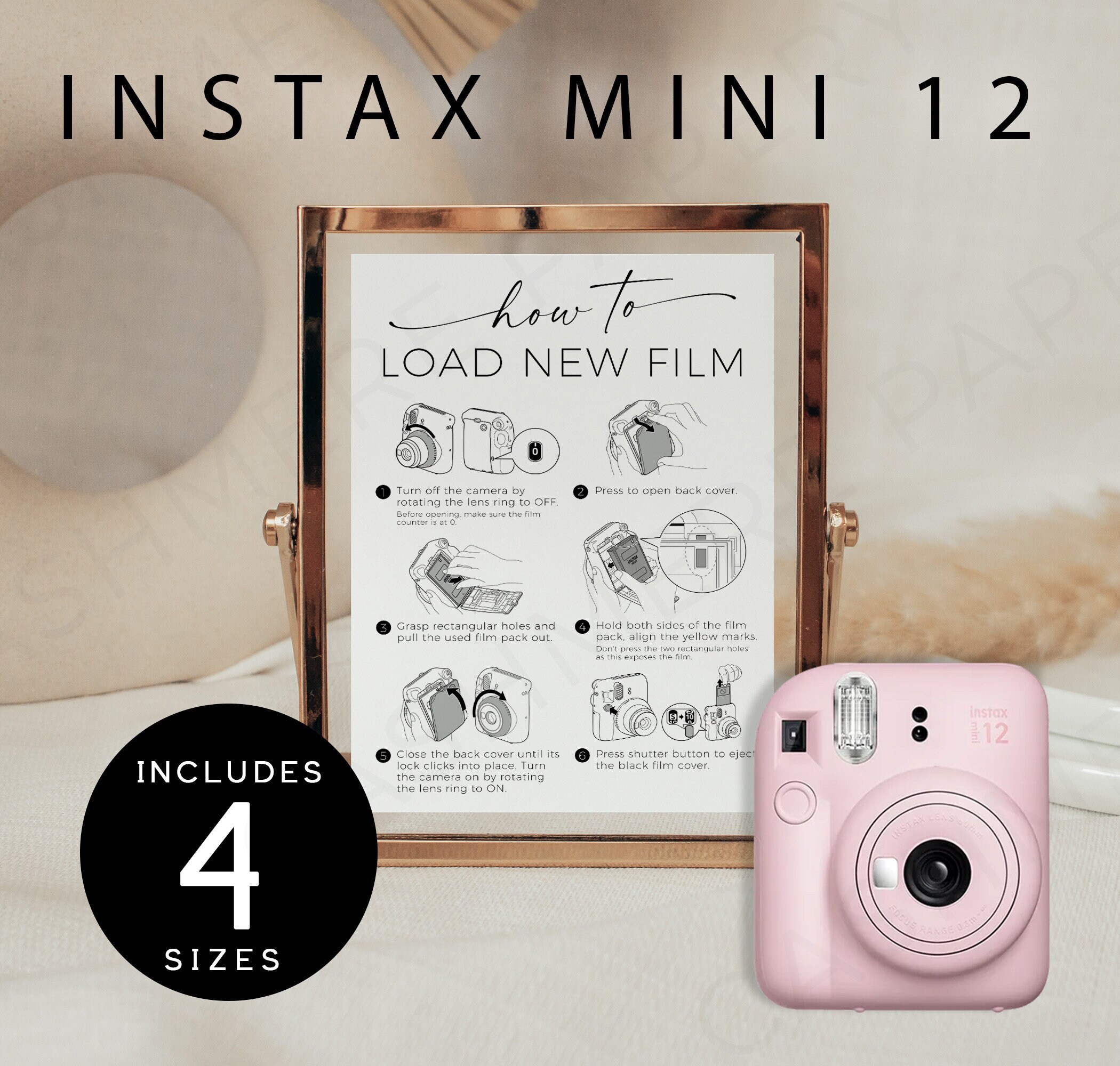 Printable Instax Mini 12 Polaroid Camera How to Load New Film - Etsy