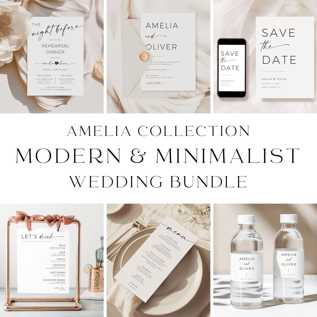 Wedding Menu Signage Bundle, Invitation Suite, Favors, and Table Signs ...