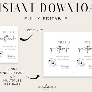 Editable Instax Mini 11 Wedding Polaroid Guest Book Sign Templates ...
