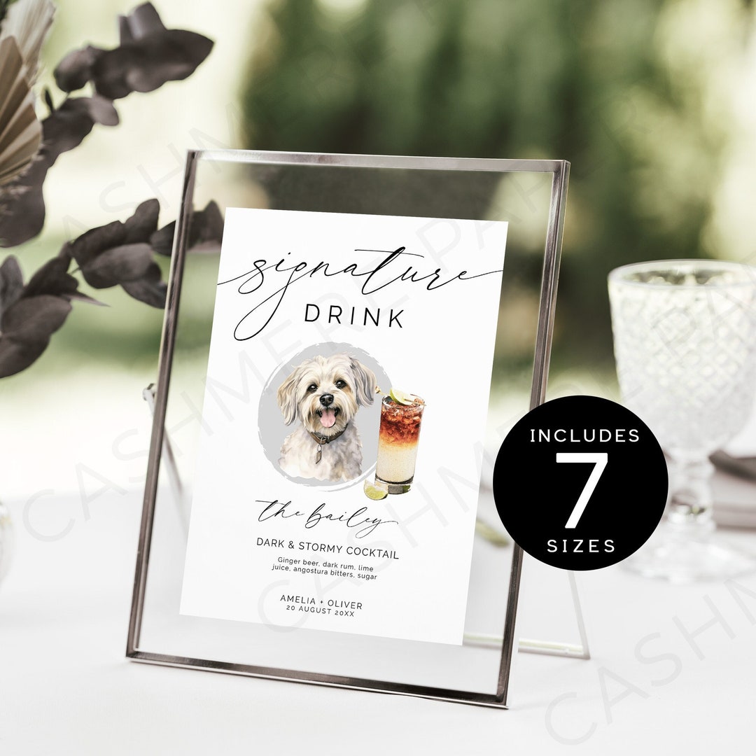 Custom Pet Signature Drink Sign, Dog Signature Drink Sign Pet Signature ...