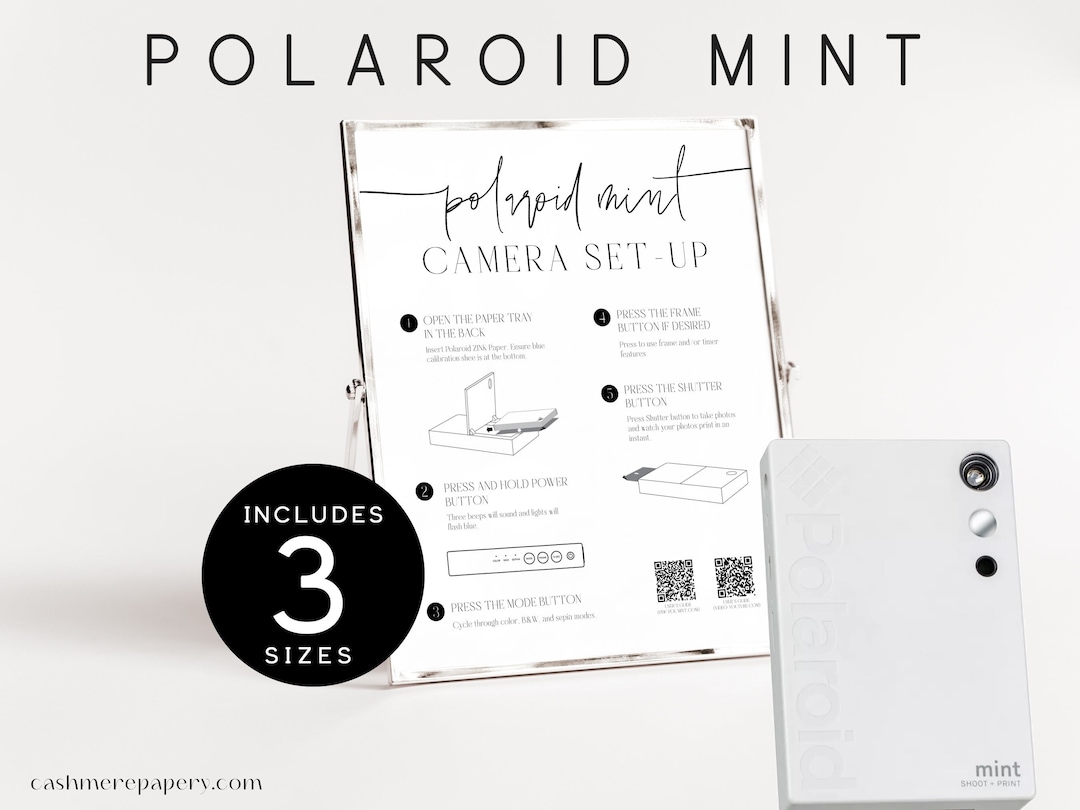 Polaroid Camera Sign Polaroid Mint Camera Instructions Wedding ...