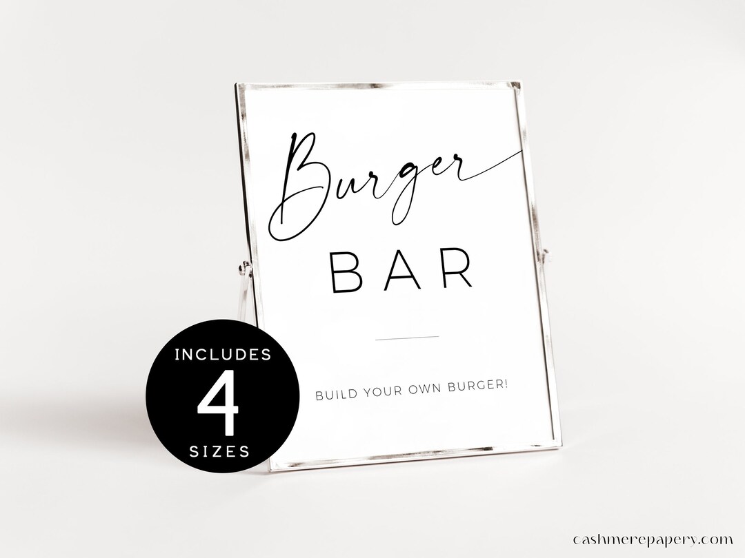 Minimalist Burger Bar Sign Grab a Burger and Dress It up Build Your Own ...
