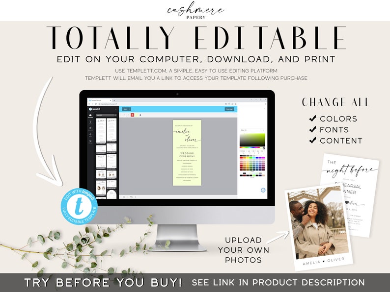 Wedding Program Templates Modern Calligraphy Wedding - Etsy