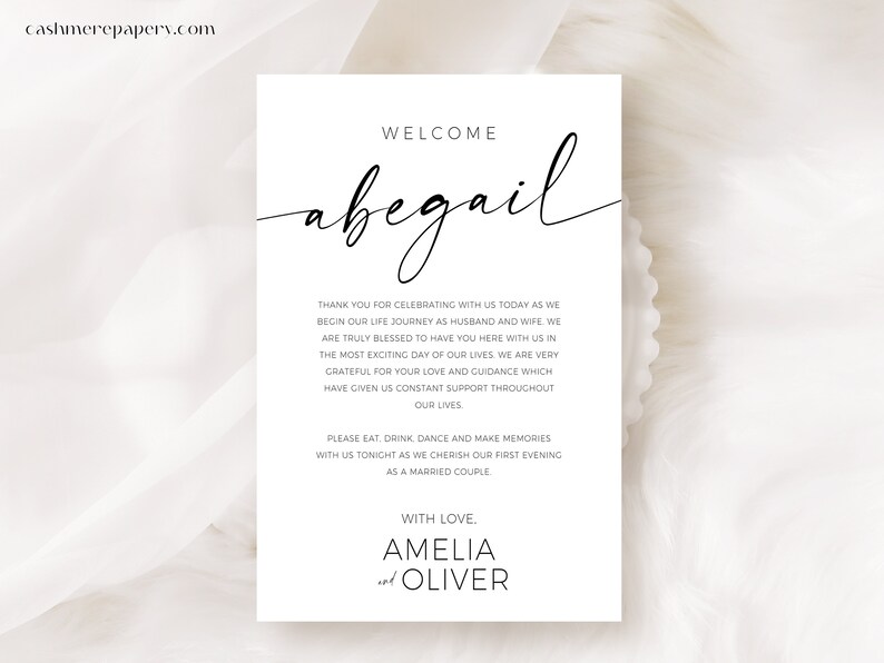 Thank You Notes for Wedding Welcome Bags, Modern Wedding Letters and ...
