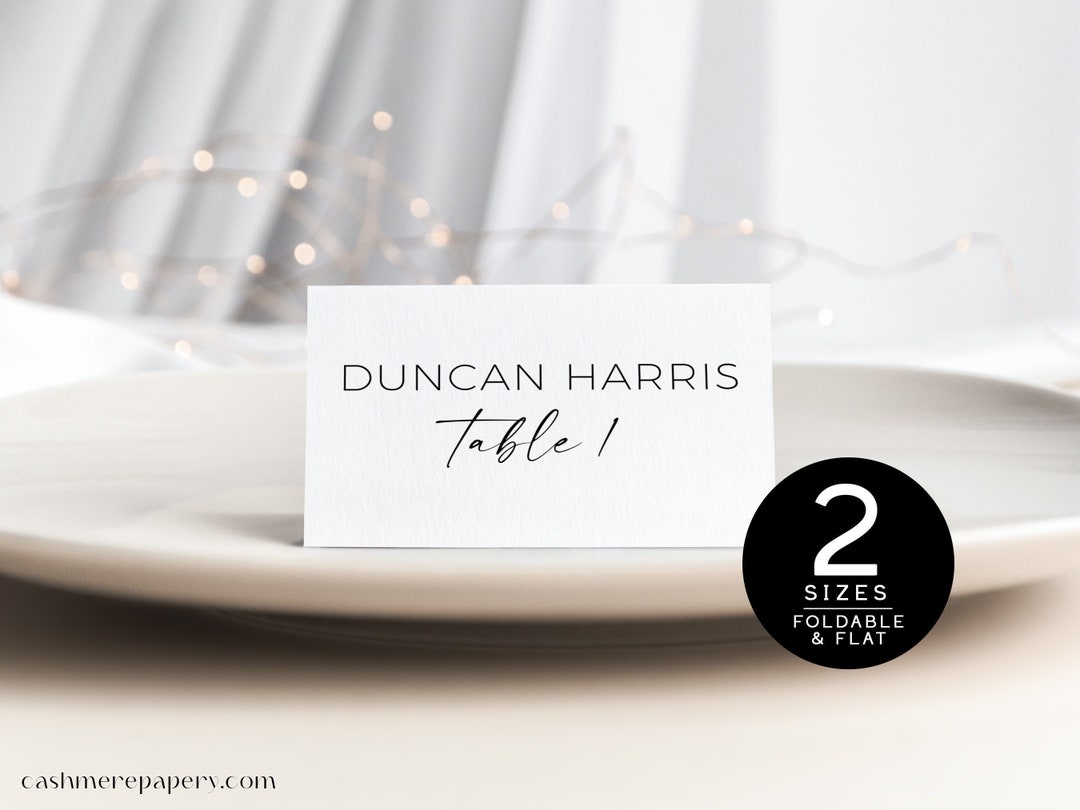 Minimal Wedding Place Card | Printable Table Name Cards Template ...
