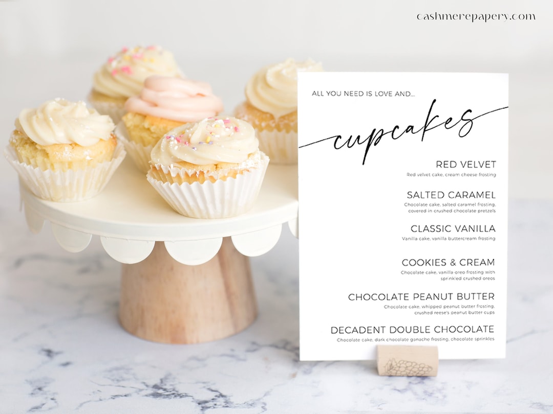 Minimalist Cupcake Menu Sign | All You Need is Love & Cupcakes | Modern ...