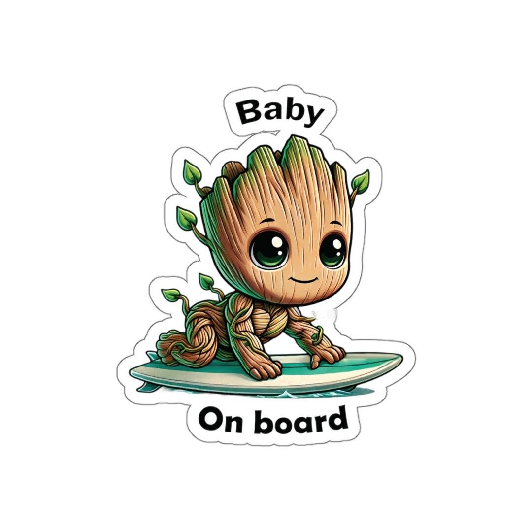 Cute Baby on Board Groot | Sticker for Your Laptop | Fridge | Water ...