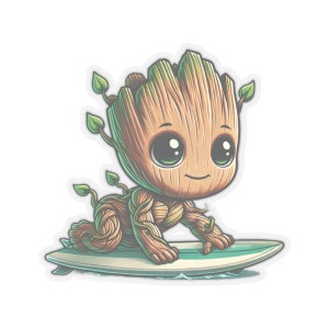 Cute Groot on Surf Board | Sticker for Your Laptop | Fridge | Water ...
