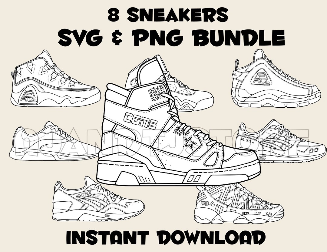 8 Sneaker Svg Bundle, Sneakers Svg, Running Shoes, Sneaker Clipart, Png ...